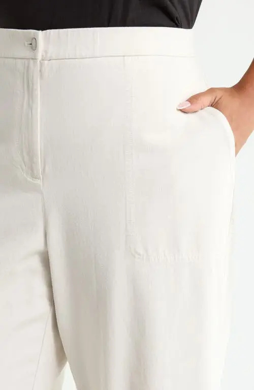 Eileen Fisher Organic Cotton Ankle Straight Leg Pants - Plaster
