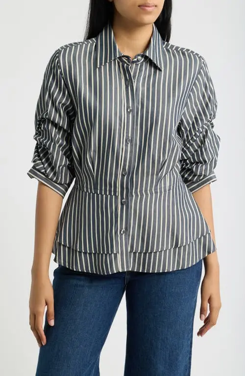 Wit & Wisdom Stripe Double Peplum Blouse
