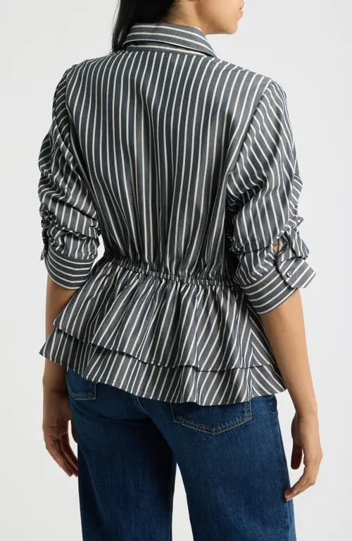 Wit & Wisdom Stripe Double Peplum Blouse