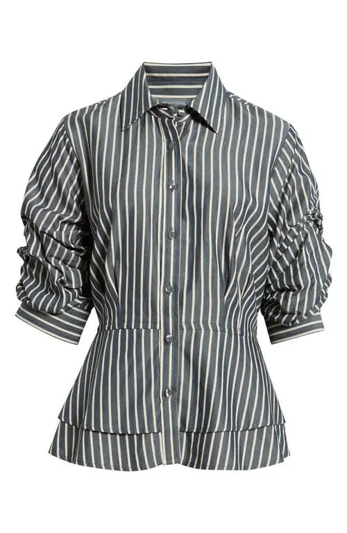 Wit & Wisdom Stripe Double Peplum Blouse