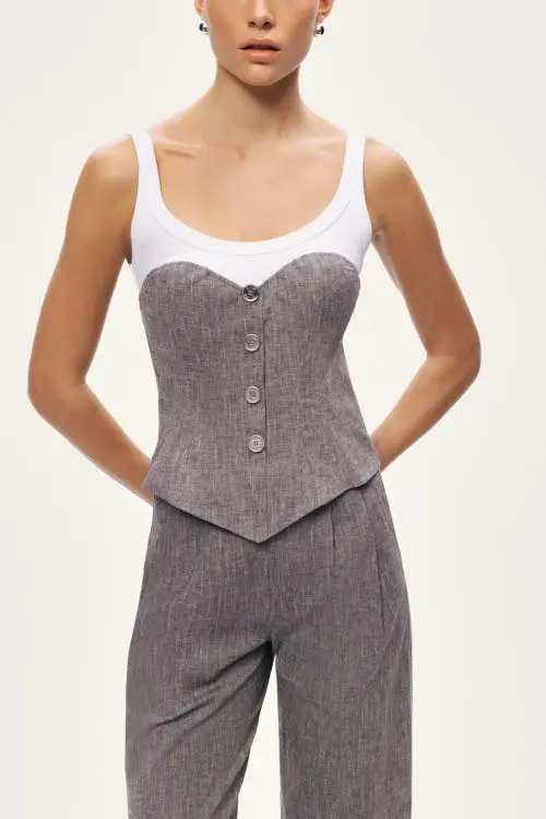NOCTURNE Button-front Corset Blouse