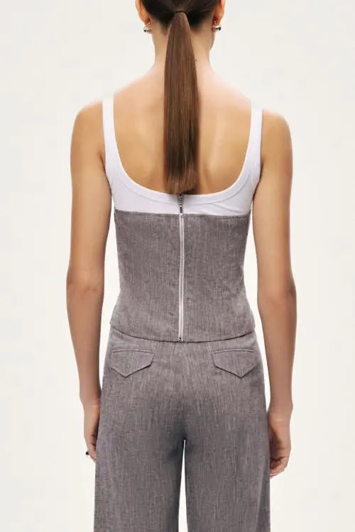 NOCTURNE Button-front Corset Blouse