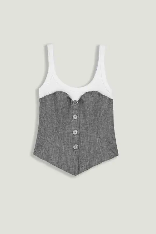 NOCTURNE Button-front Corset Blouse