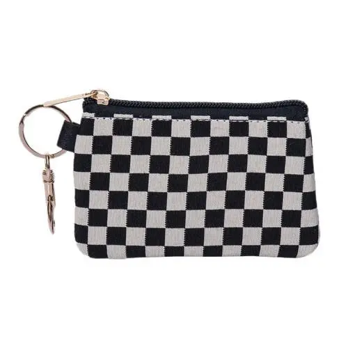 TOTALEE GIFT And White Checkered Zip Wallet - Black