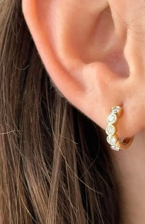 EVERLEE 14k Bezel Set Lab Diamond Huggie Earrings