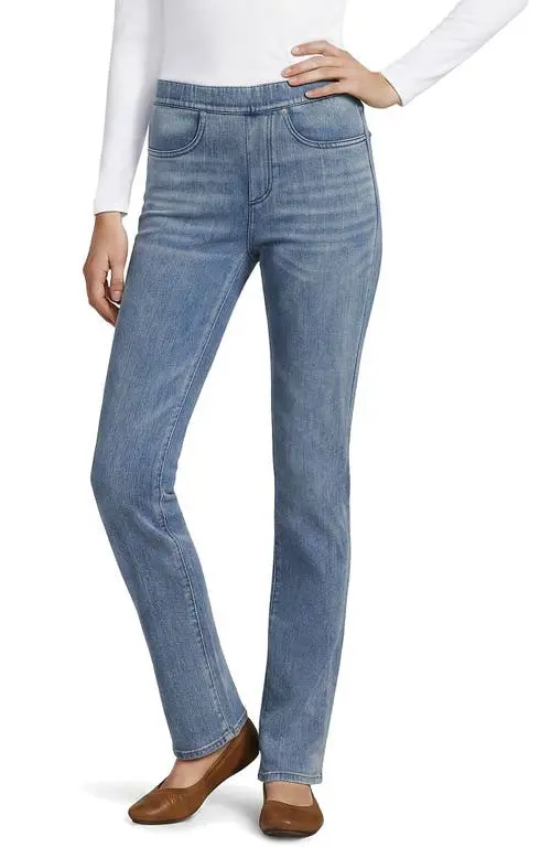LANDS' END Starfish High Rise Knit Denim Straight Jeans
