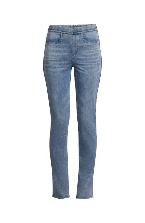 LANDS' END Starfish High Rise Knit Denim Straight Jeans