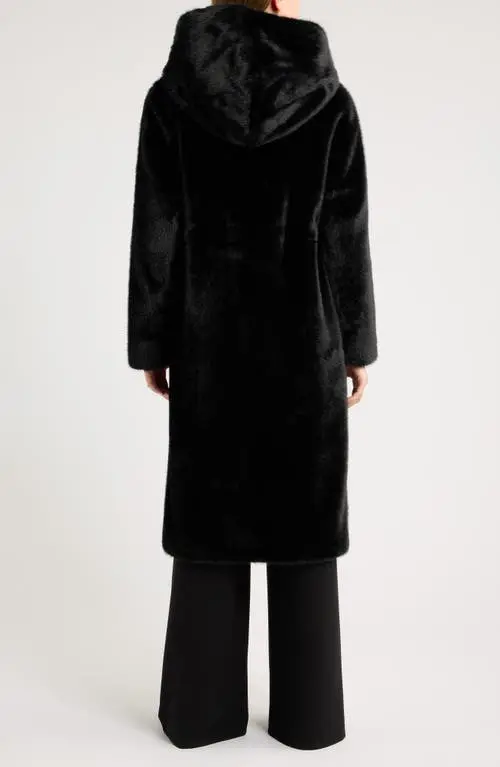 CECE DUPRAZ Faux Fur Hooded Coat - Black