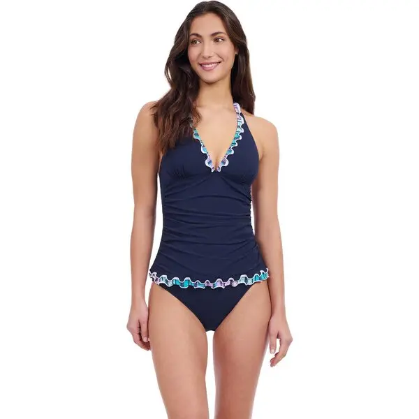 GOTTEX Harmony Halter Tankini Top - Navy