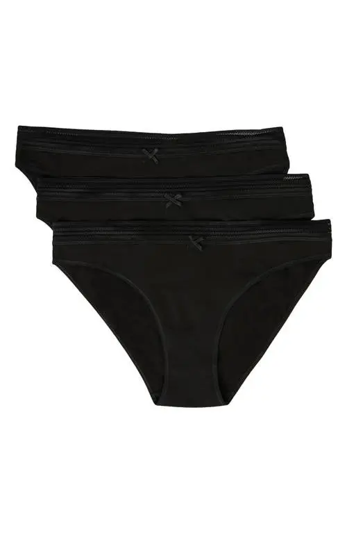 ETAM Jack 3-pack Lace Trim Cotton Blend Bikini Panties - Black