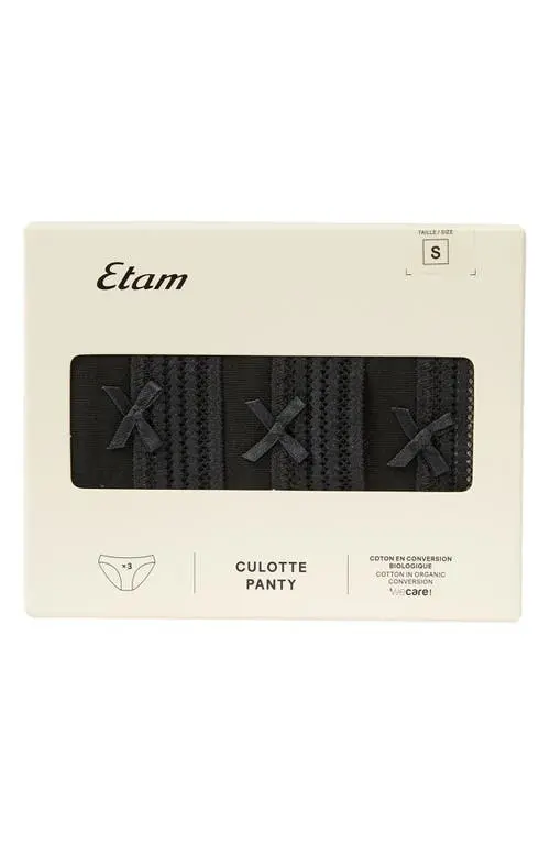 ETAM Jack 3-pack Lace Trim Cotton Blend Bikini Panties - Black