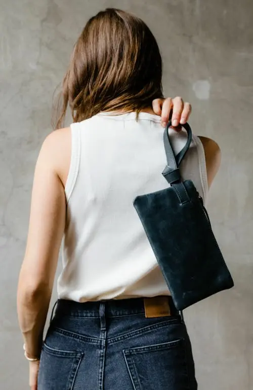 ABLE Rachel Wristlet - Black/cognac