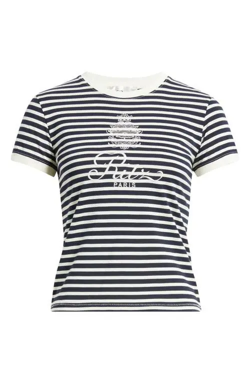 FRAME X The Ritz Paris Stripe Logo Graphic Baby Tee
