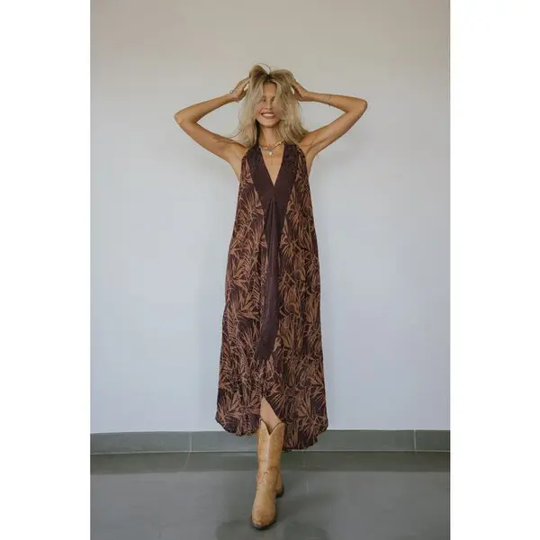 SUN CHILD Classic Silk Dress Michi - Brown & Black