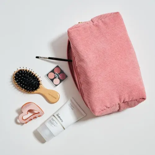URBAN EXPRESSIONS Corduroy Cosmetic & Travel Organizer Pouch - Blush