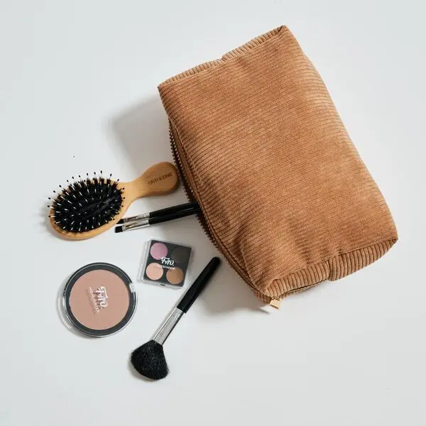 URBAN EXPRESSIONS Corduroy Cosmetic & Travel Organizer Pouch - Natural
