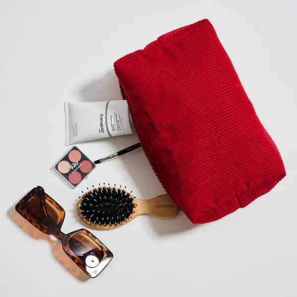 URBAN EXPRESSIONS Corduroy Cosmetic & Travel Organizer Pouch - Red
