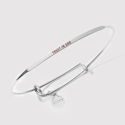 &LIVY Posy Bangle Bracelet Trust In God - Silver
