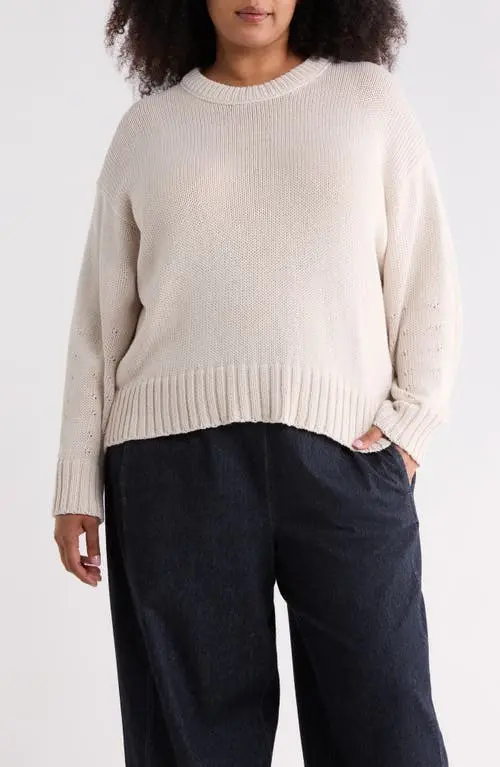 Eileen Fisher Crewneck Organic Cotton Sweater - Plaster