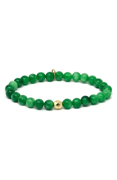 Anzie Bohème Smooth Jade Stretch Bracelet With 14k Gold Charm - Green