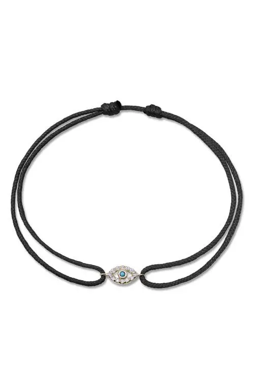 Anzie 14k Gold Diamond Evil Eye Pendant Bracelet - Black