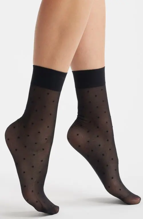 Nordstrom Sheer Dot Ankle Socks - Black