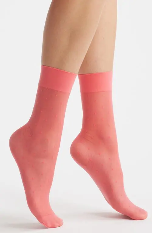 Nordstrom Sheer Dot Ankle Socks - Coral Calypso