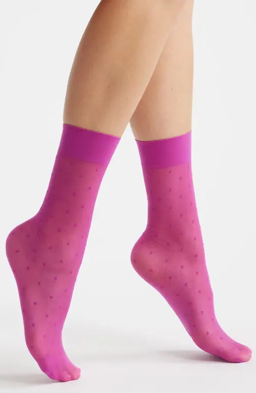 Nordstrom Sheer Dot Ankle Socks - Pink Wild Aster
