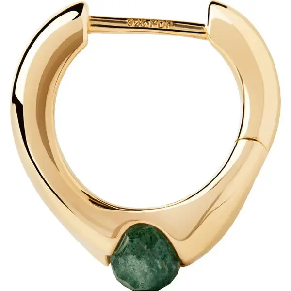 PDPAOLA Oasis Single Hoop Earring - Green Aventurine