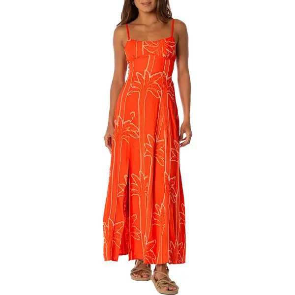 MAAJI Palm Plantation Lupine Cover-up Dress - Bright Red