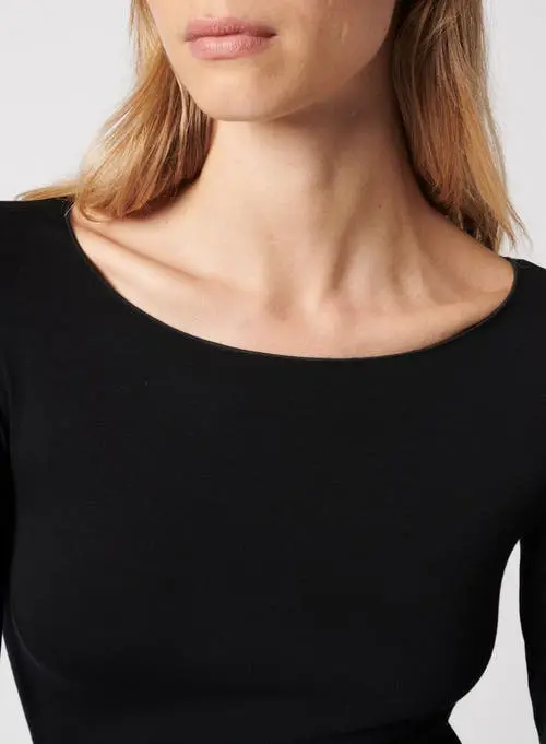 Majestic Filatures Soft Touch 3/4 Sleeve Boatneck T-shirt - Noir