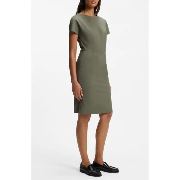 BOSS Dinerah Virgin Wool Sheath Dress