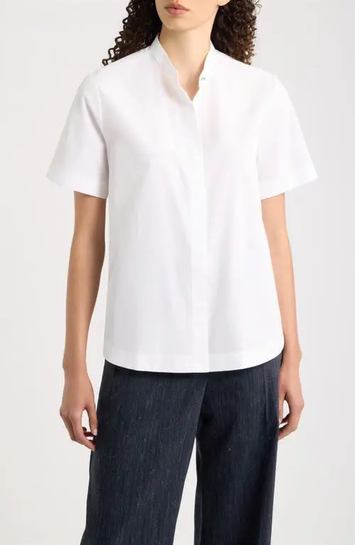 BOSS Cotton Band Collar Short Sleeve Shirt
