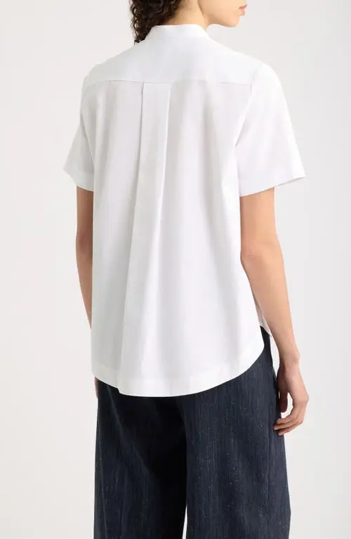 BOSS Cotton Band Collar Short Sleeve Shirt