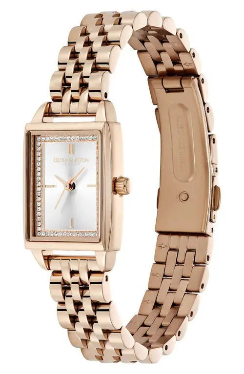 OLIVIA BURTON Classics Rectangular Bracelet Watch - White