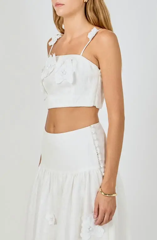 Endless Rose 3d Floral Detail Linen Shell Top