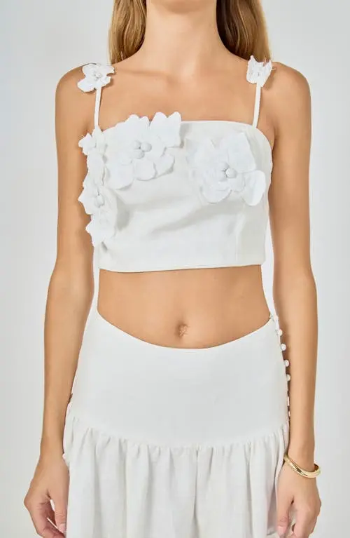 Endless Rose 3d Floral Detail Linen Shell Top