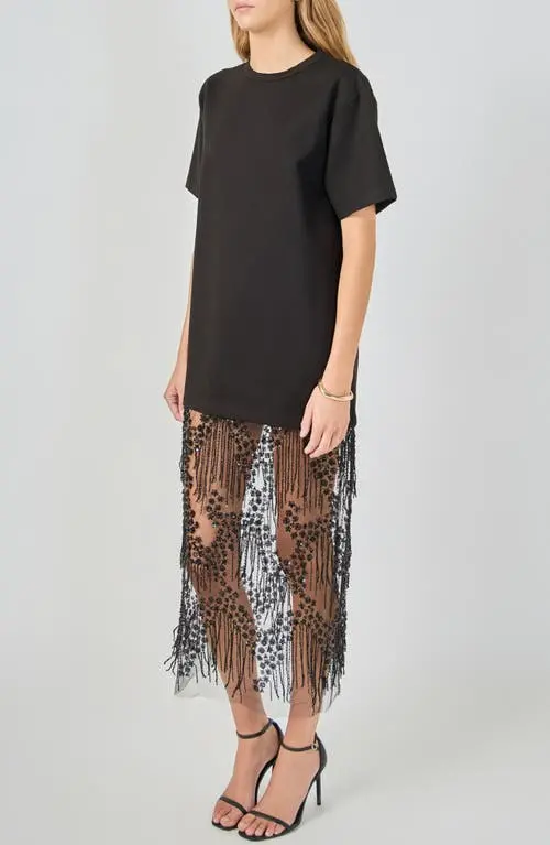 Endless Rose Mix Rhinestone Lace Maxi Dress