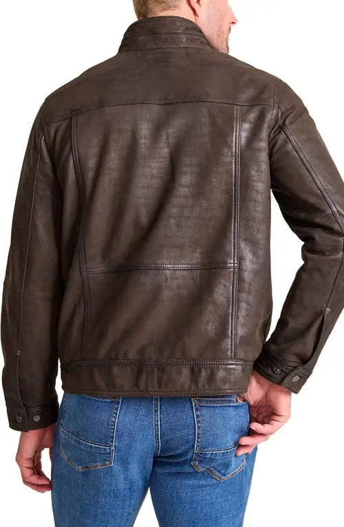 Tommy Bahama Highland Rocker Leather Jacket In Dark Brown 60
