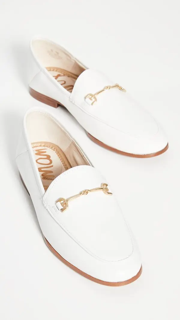 Sam Edelman Loraine Loafers With Gold-tone Hardware - Bright White