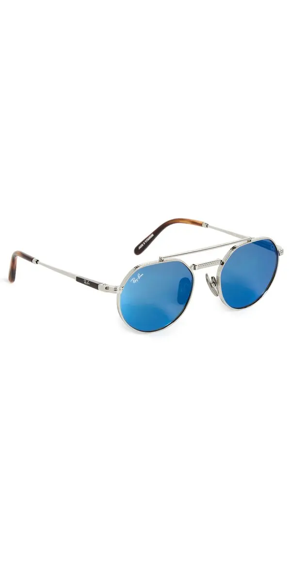 Ray-ban Jack Ii Titanium Sunglasses - Silver/grey Mirror Blue