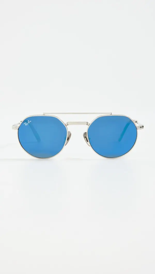 Ray-ban Jack Ii Titanium Sunglasses - Silver/grey Mirror Blue