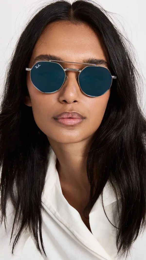 Ray-ban Jack Ii Titanium Sunglasses - Silver/grey Mirror Blue