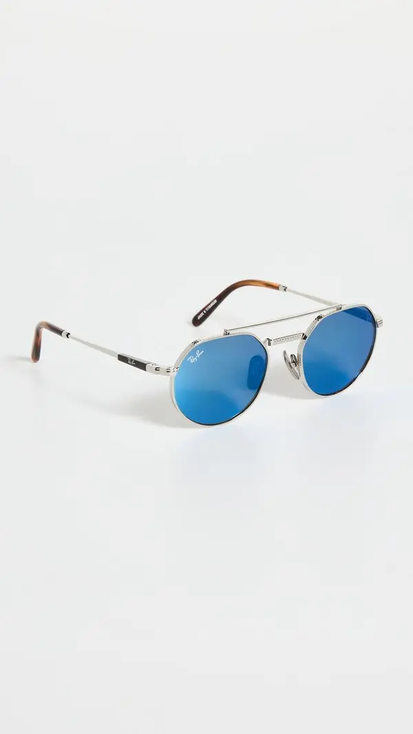 Ray-ban Jack Ii Titanium Sunglasses - Silver/grey Mirror Blue