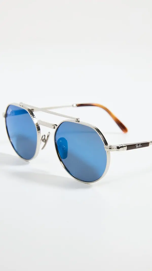 Ray-ban Jack Ii Titanium Sunglasses - Silver/grey Mirror Blue