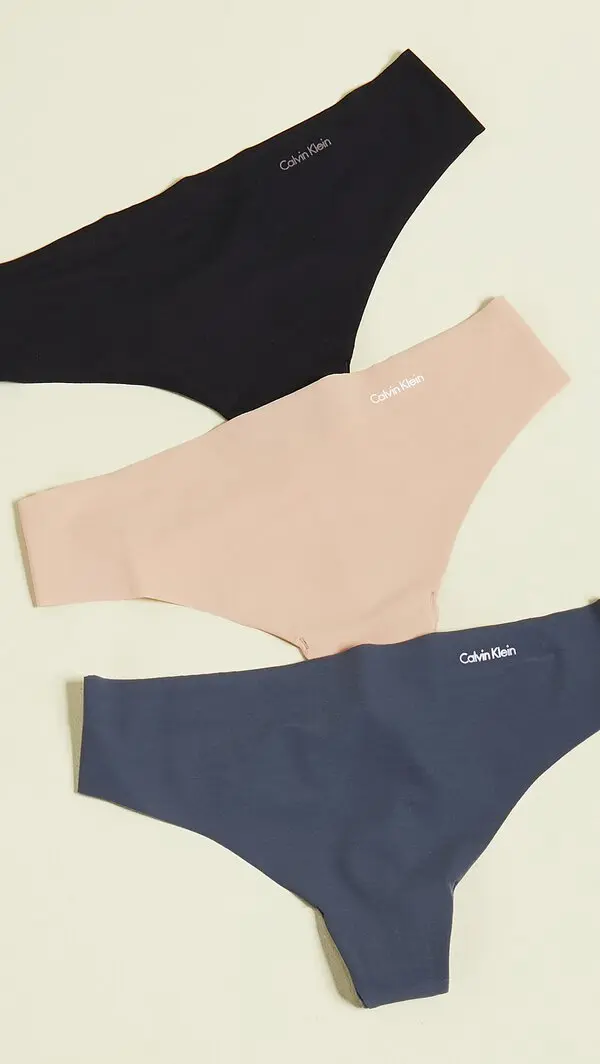 Calvin Klein Invisibles Thong 3 Pack - Speakeasy/light Caramel/black