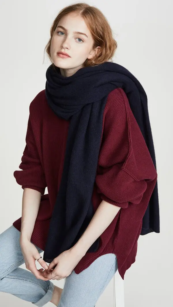 WHITE & WARREN Cashmere Wrap - Deep Navy