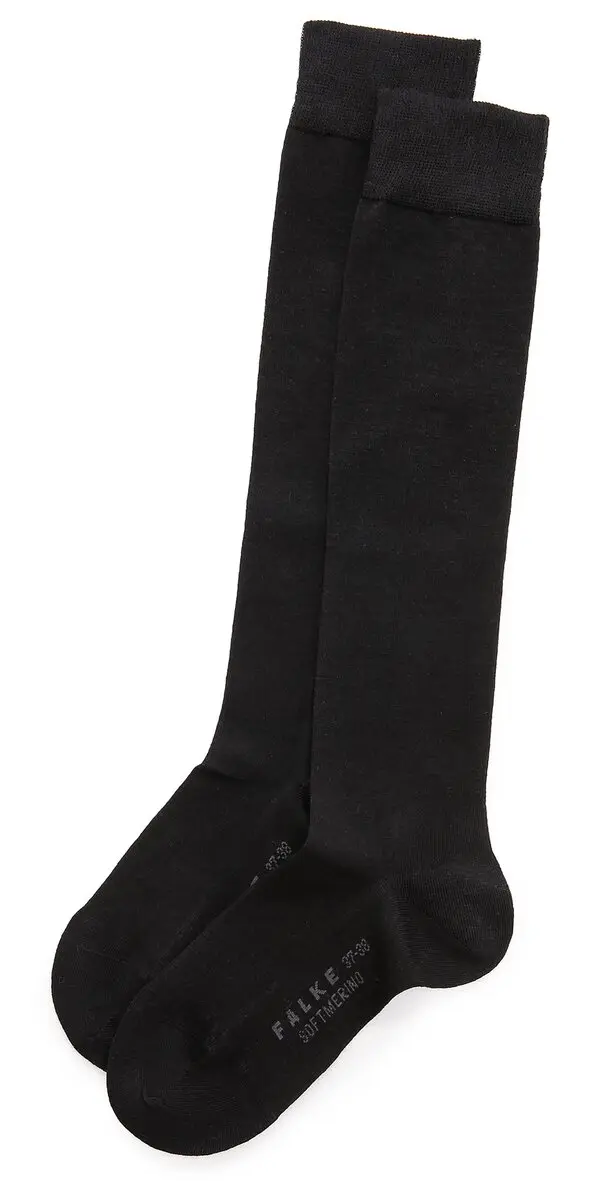 Falke Soft Merino Knee High Socks - Black