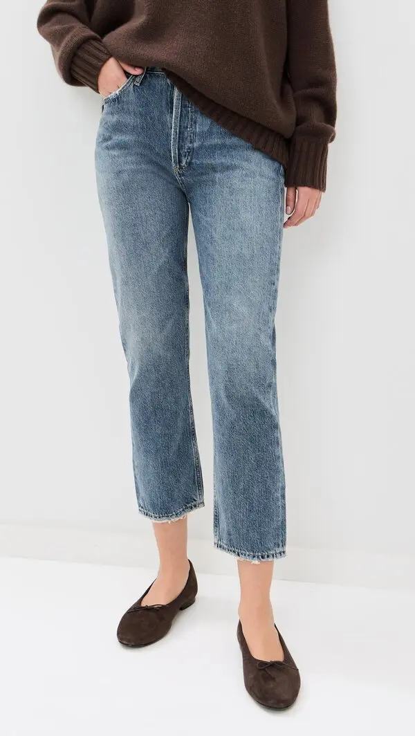 AGOLDE Riley High Rise Straight Crop Jeans