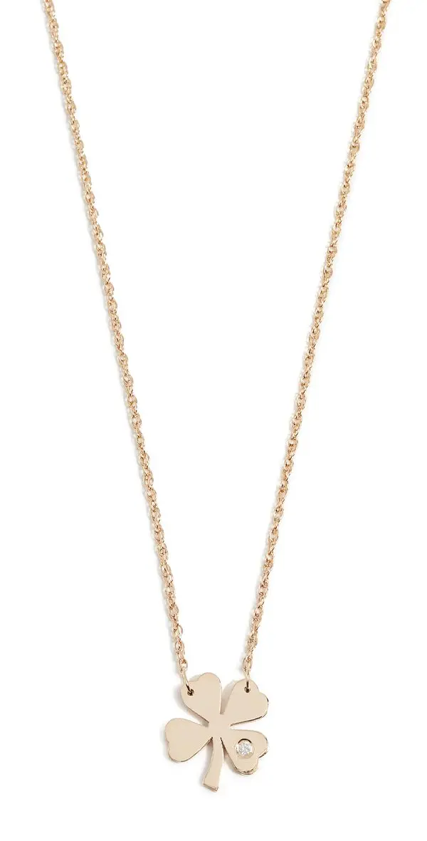 Jennifer Zeuner Jewelry Clover Diamond Necklace - Gold